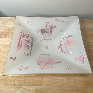 Other | Vintage Brazil 195s Glass Ceiling Light Shade Western Cowboy ...